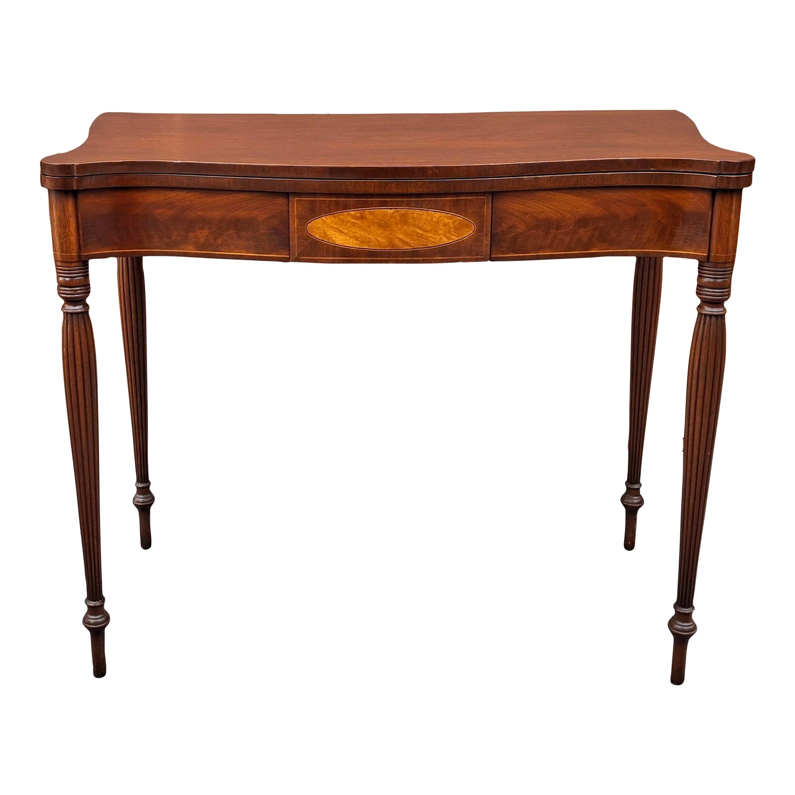 Early 20th Century George III Style Satinwood Inlaid Mahogany Fold Top ...