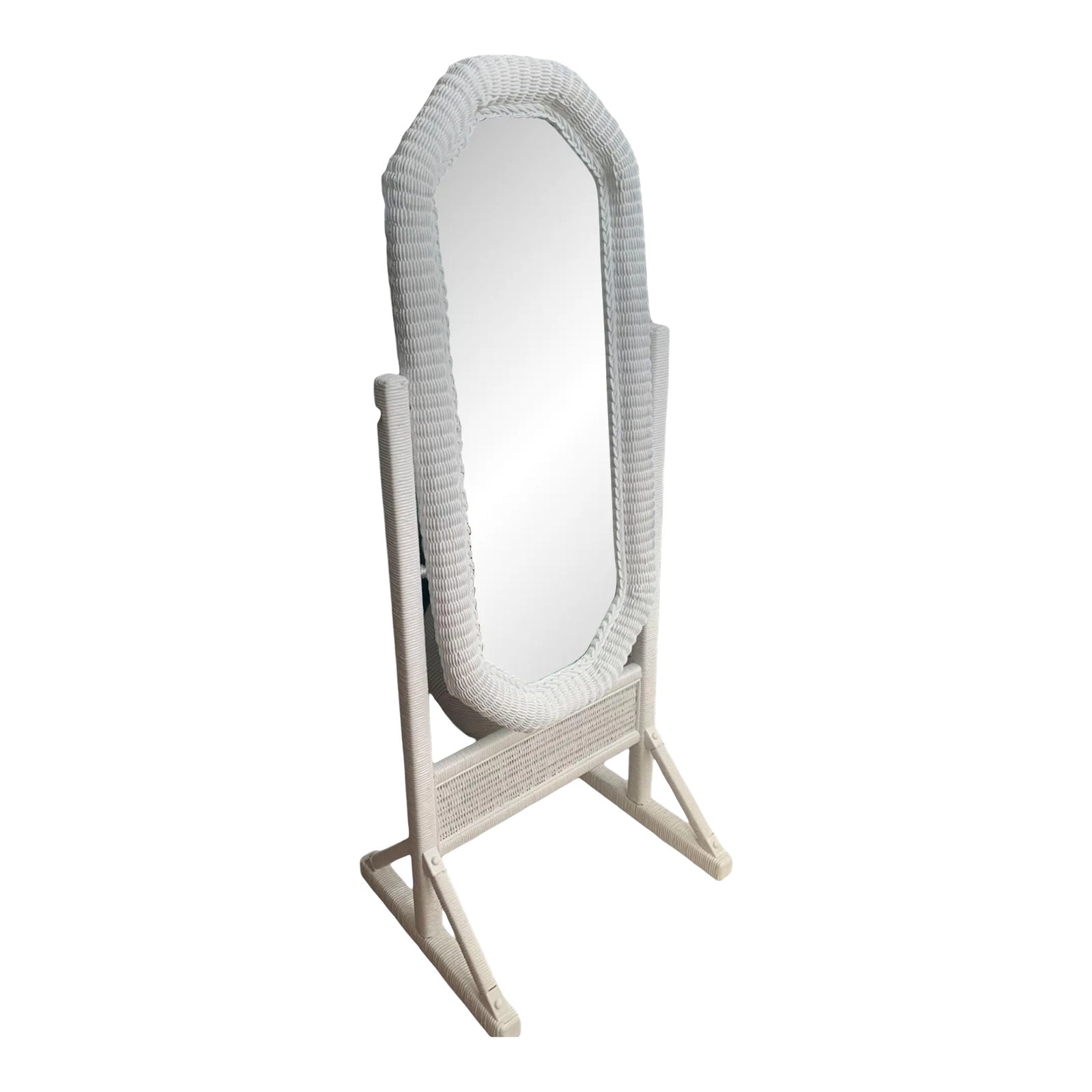 Late 20th Century Full Length Wicker Dressing Standing Mirror Standing ...
