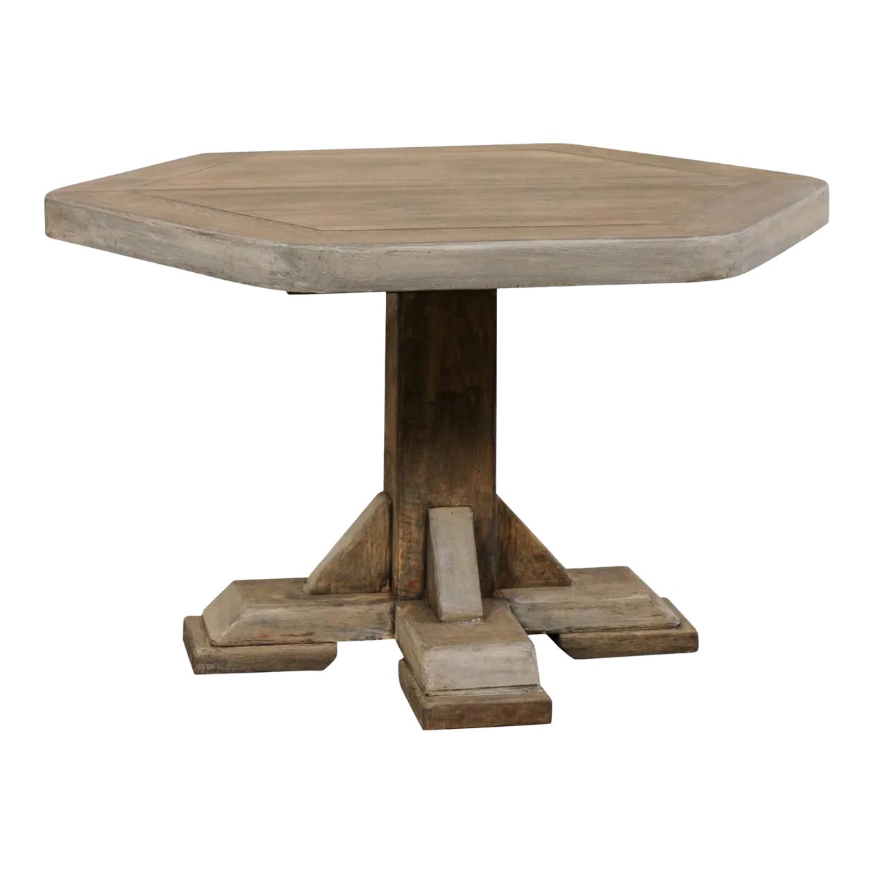 European Hexagonal Wooden Table, Mid 20th c | Chairish