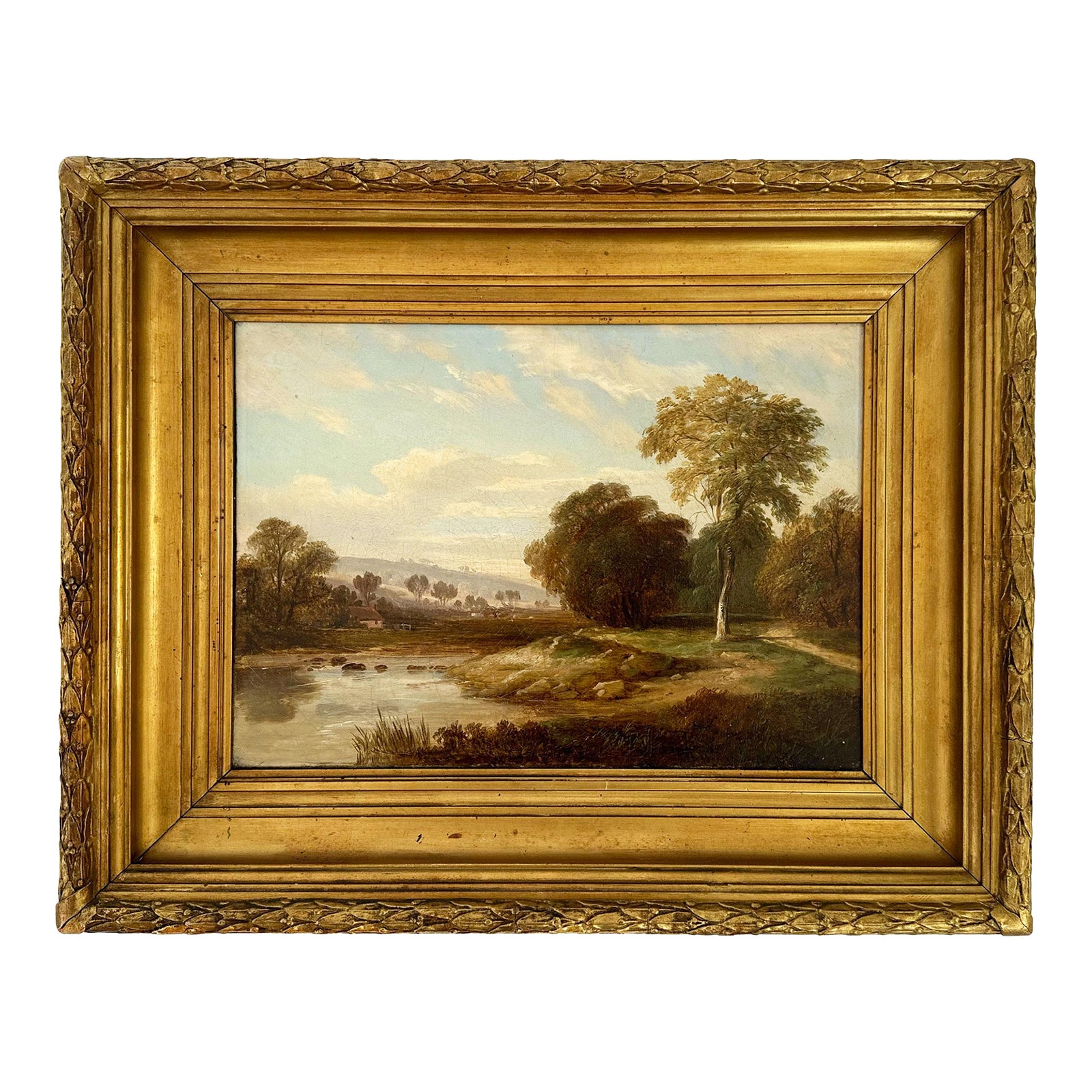 1800s "Autumn Arrival" Antique Landscape Painting English Country Oil ...
