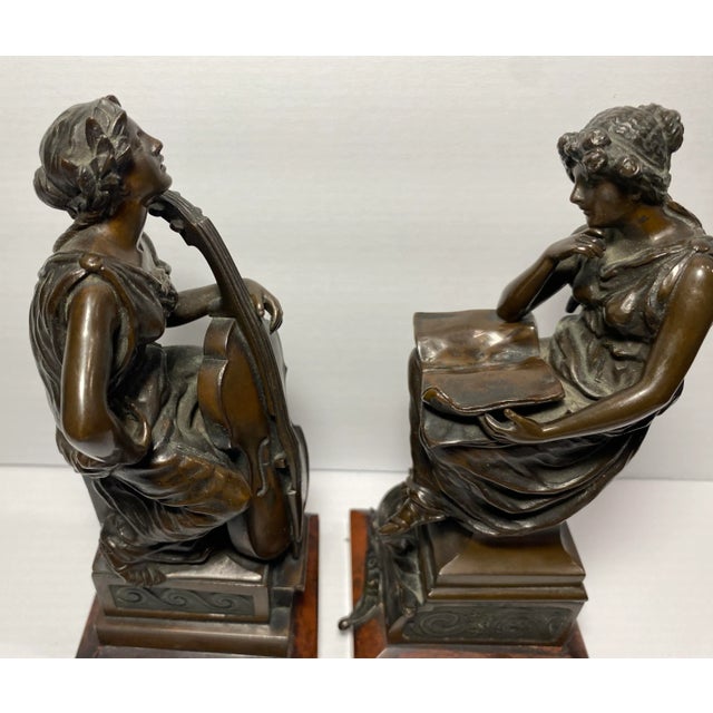 Antique Ruffino Besserdich Bronze Sculptures of Muses - a Pair | Chairish
