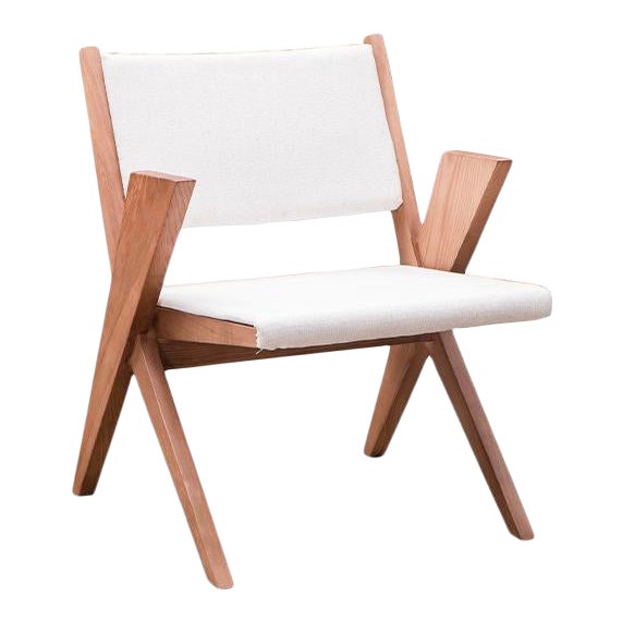 Vesta Clement White Linen Dining Chair | Chairish