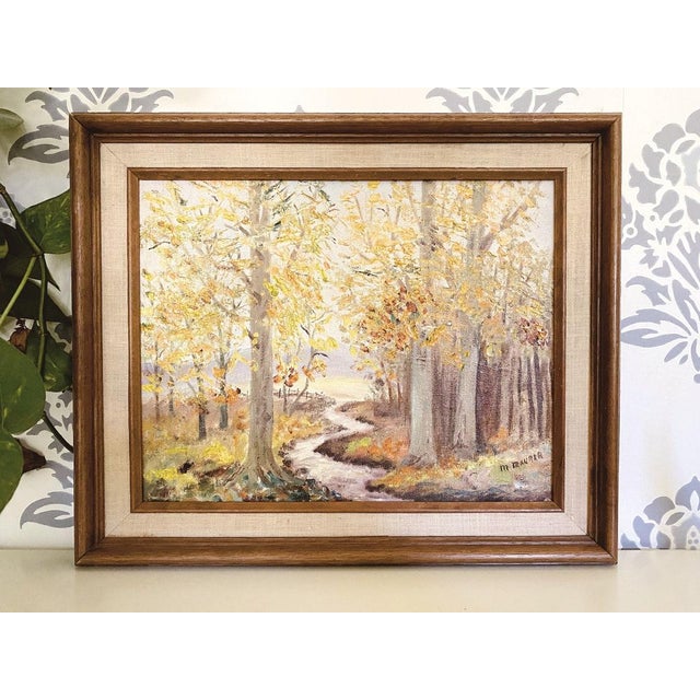 1970s Fall Forest Scene Landscape Oil Painting, Framed | Chairish