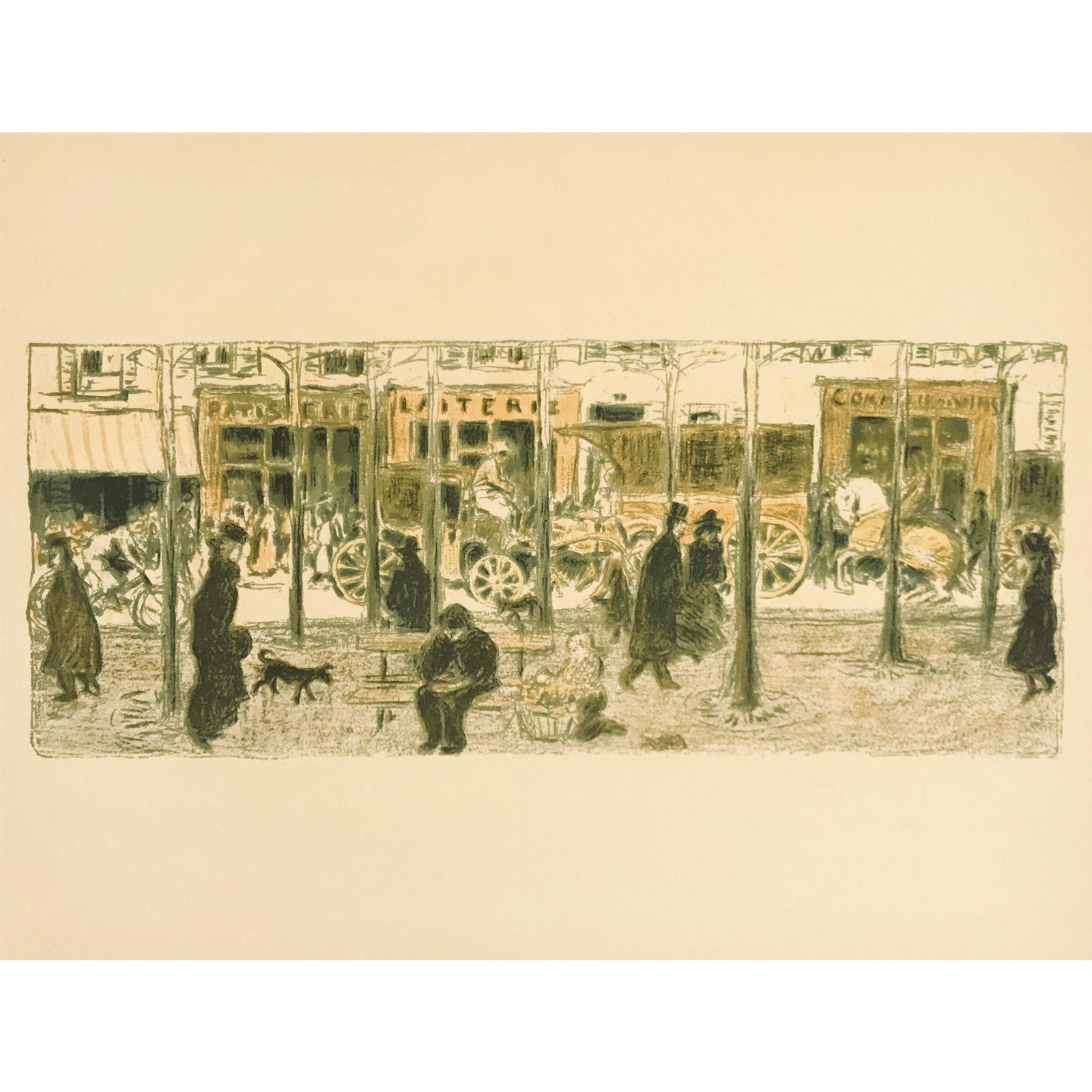 1952 Bonnard Lithograph 117, Le Boulevard | Chairish