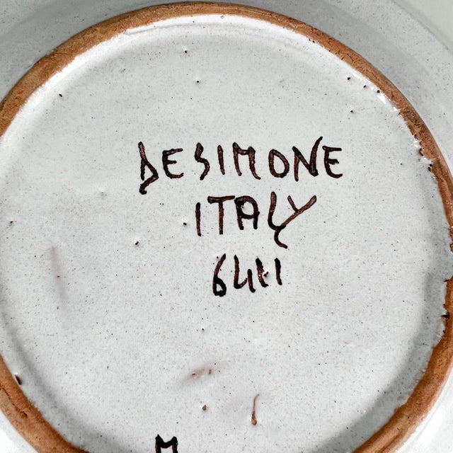 1960s DeSimone Pottery Italy Ceramic Art Plate Hand Painted Turquoise ...