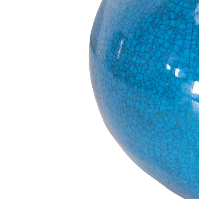 Teal Blue Crackle Studio Art Pottery Vase | Chairish