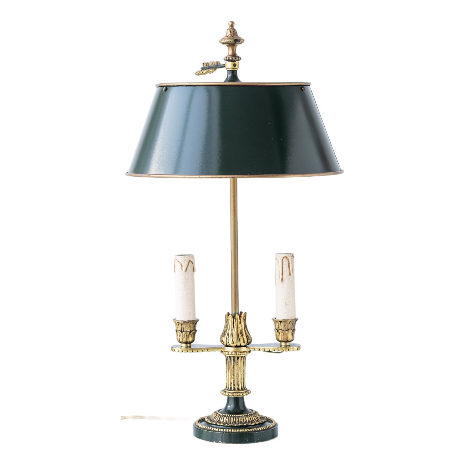 French Empire-Style Bouillotte Table Lamp with Dark Green Tin Shade ...