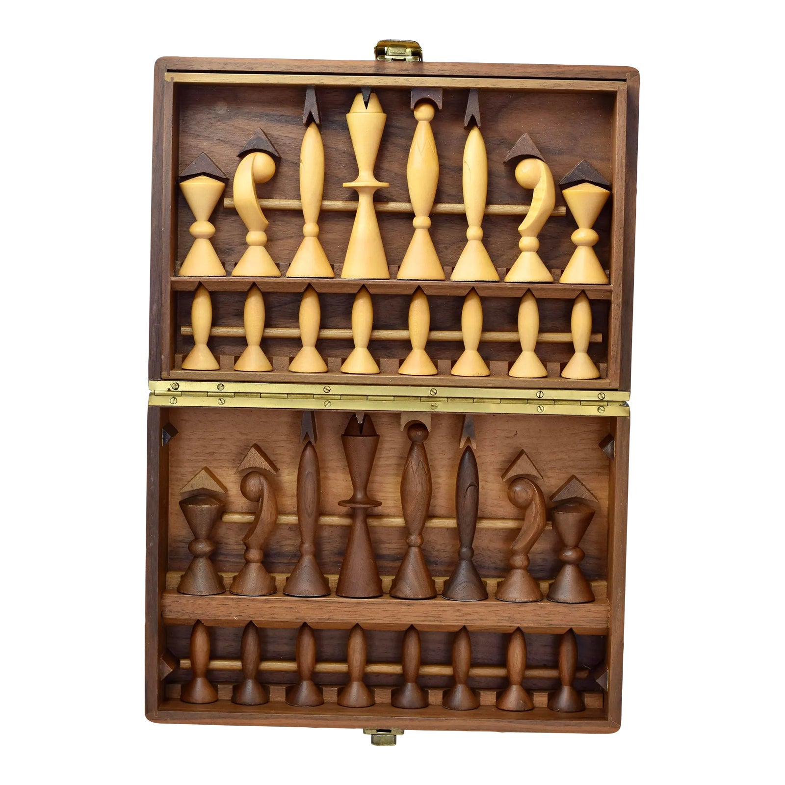 Anri Space Age Chess Set Designed by Elliott, Walnut, Maple 1950 Italy ...