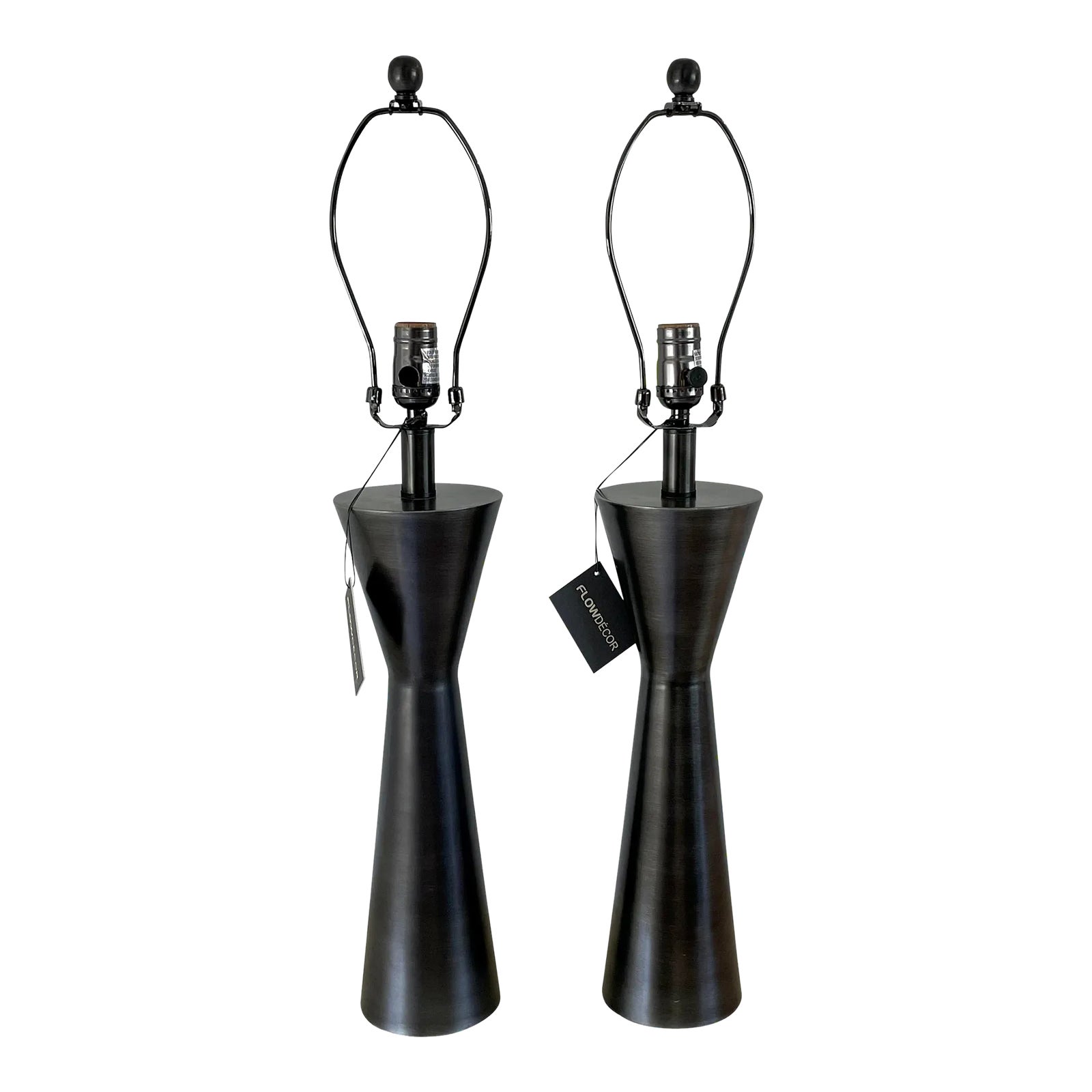 Pair of Contemporary Flow Decor ‘Essex’ Antiqued Black Table Lamps ...