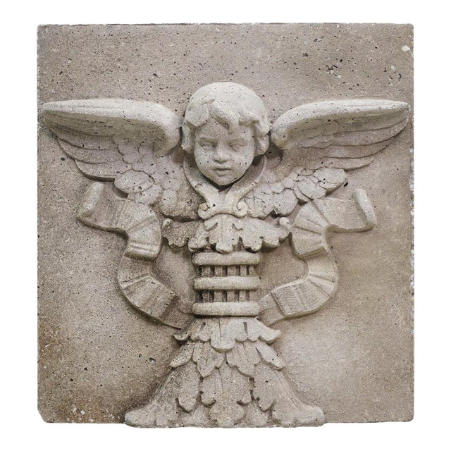 Mid 20th Century High Relief Cast Concrete Angel Architectural Stone ...