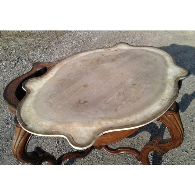 Antique Victorian White Marble Turtle Top Walnut Parlor Table 1870s ...