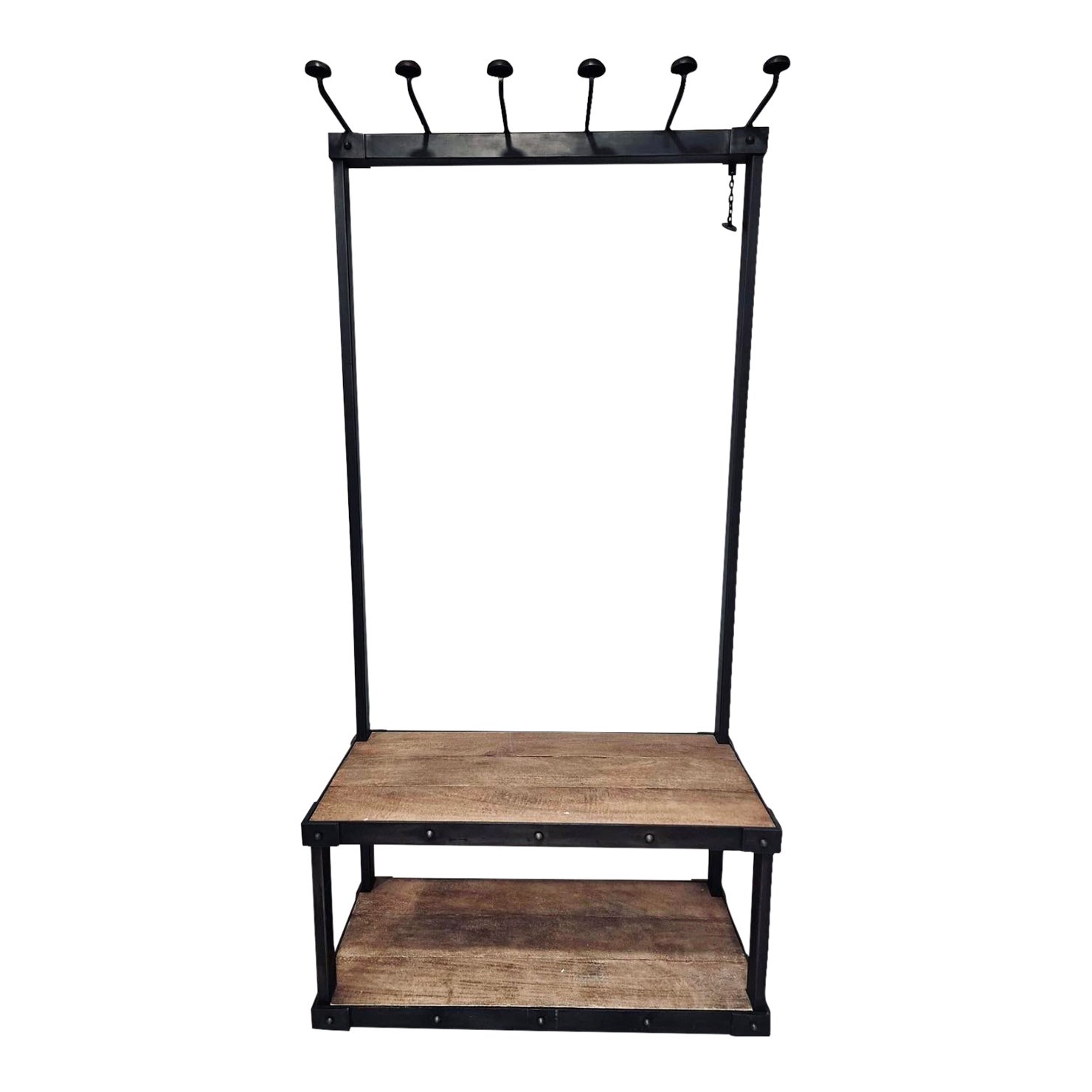 Solid Iron and Wood Entry Bench Restoration Hardware | Chairish