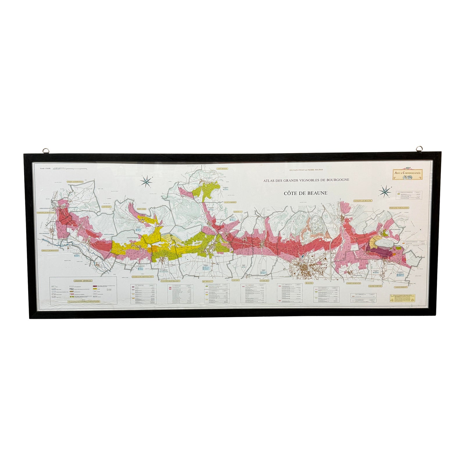 Framed Vintage French Côte De Beaune Map | Chairish