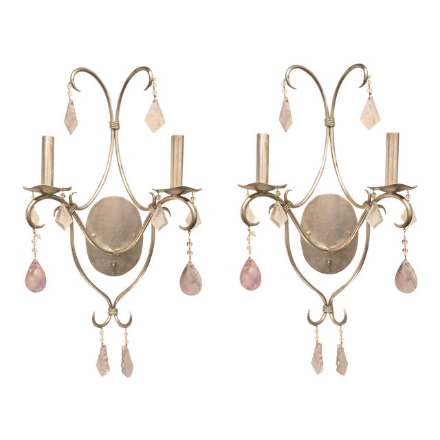 Currey & Co. Modern Boho Chic Rock Crystal Perrin Wall Sconces Pair ...