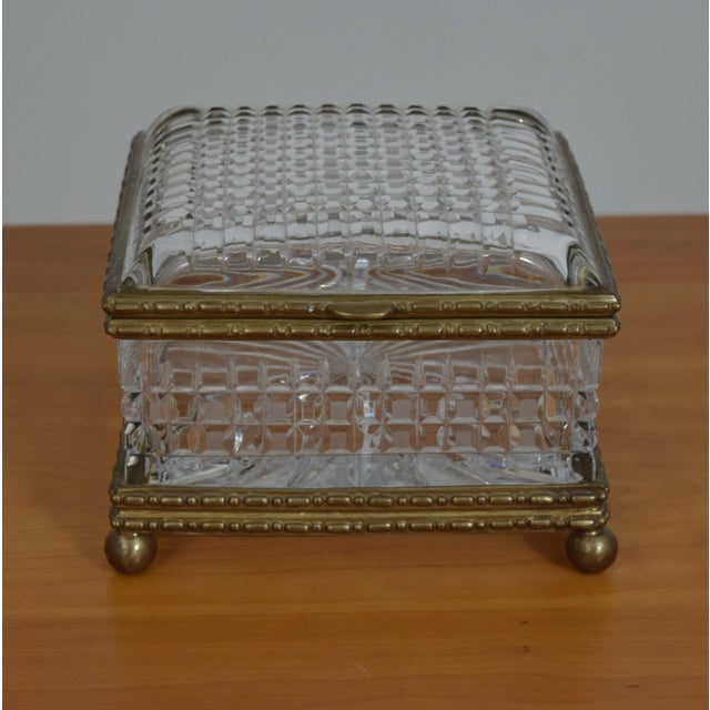 Castilion Crystal Bronze Trim Lidded Box | Chairish