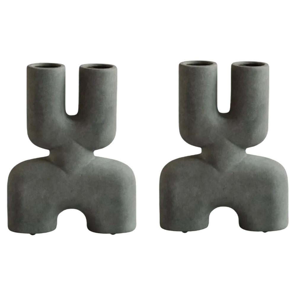 Dark Grey Cobra Vases by 101 Copenhagen, Set of 2 | Chairish