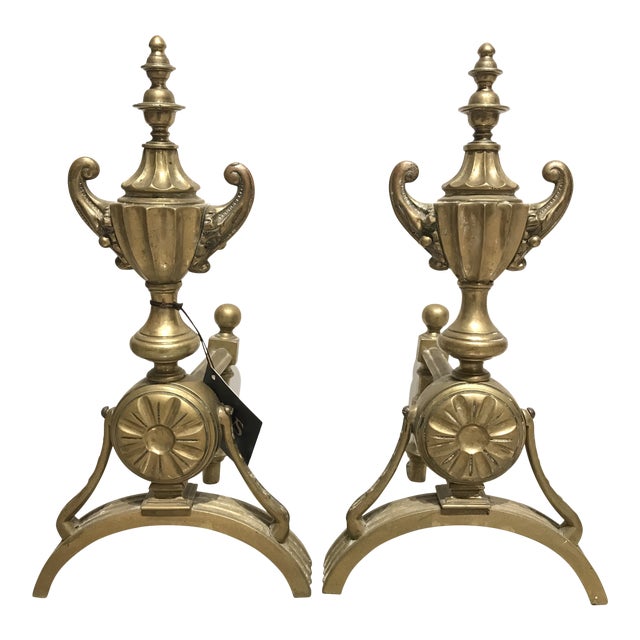 19th Century Antique French Top Fire Dogs Andirons - a Pair | Chairish