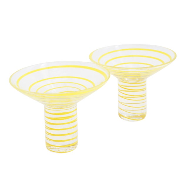 Yellow Swirl Glasses, 1980s - A Pair | Chairish