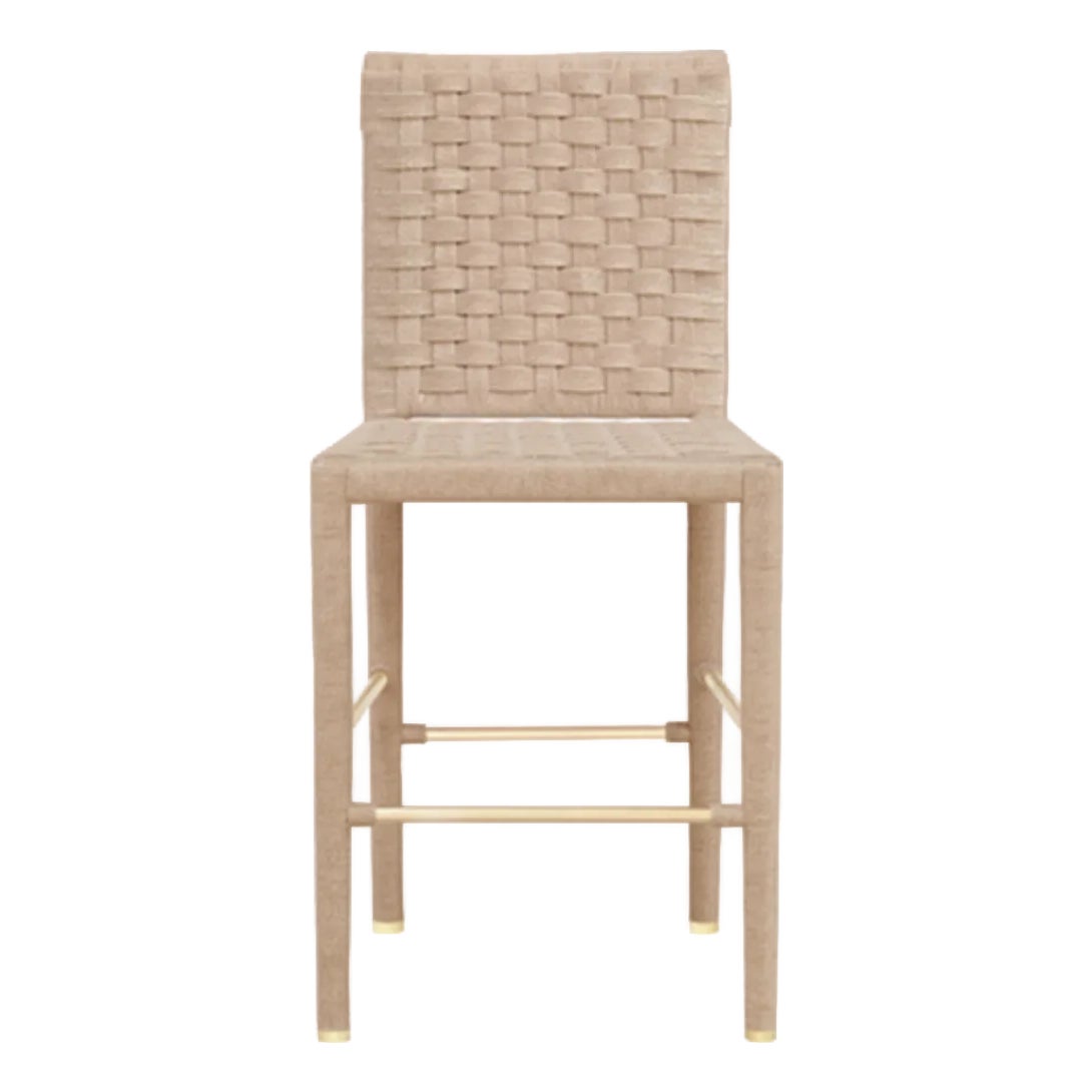Matthew Izzo Home Burbank Basket Weave Rope Counter Stool With Brass ...