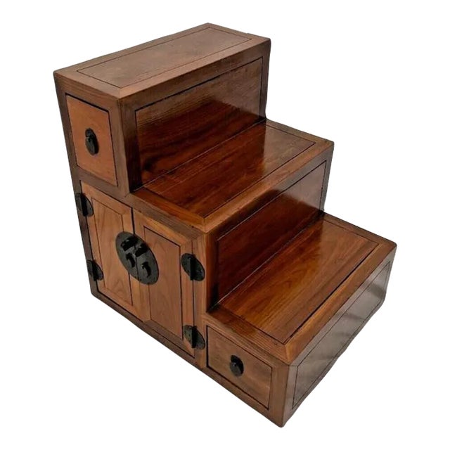 1940s Japanese Kaidan Tansu Step Chest cabinet Two pass through drawers ...
