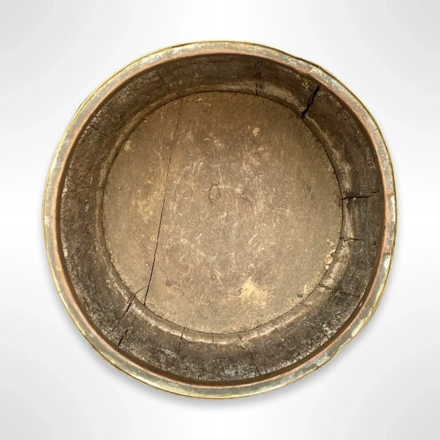 19th Century British Colonial Brass-Mounted Wood Bucket | Chairish