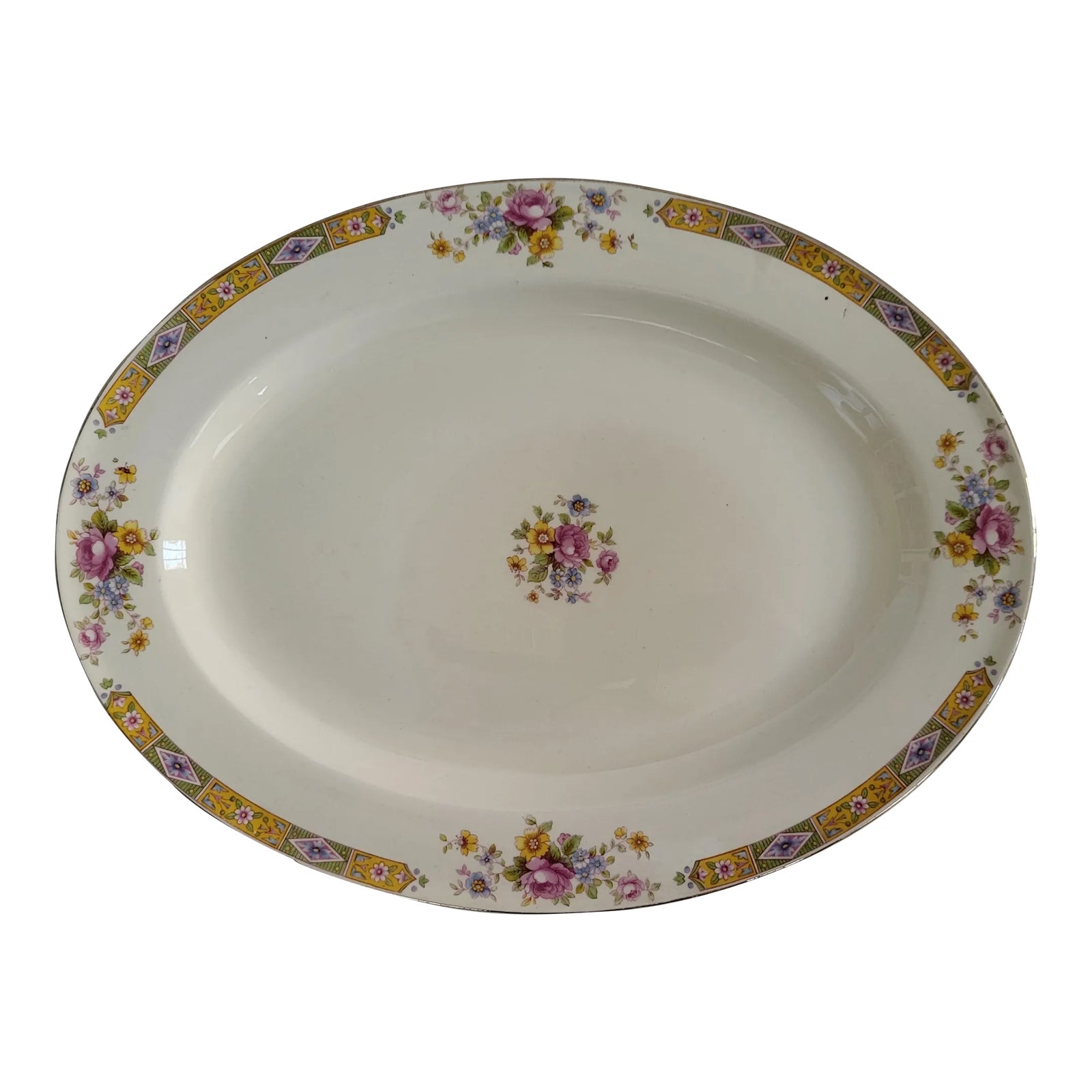 1940s Large Floral Platter by the Edwin M Knowles China Company | Chairish