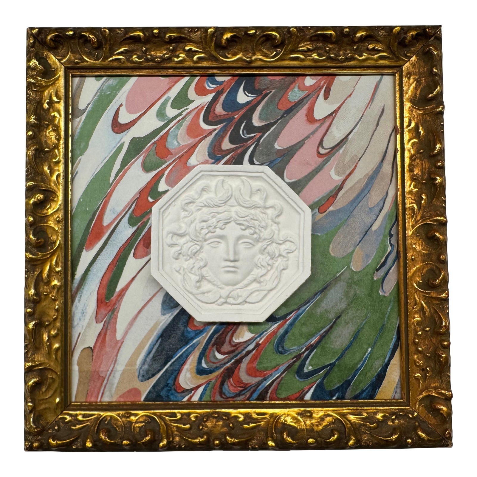 Grand Tour Plaster Intaglio Medusa Replica, Framed | Chairish