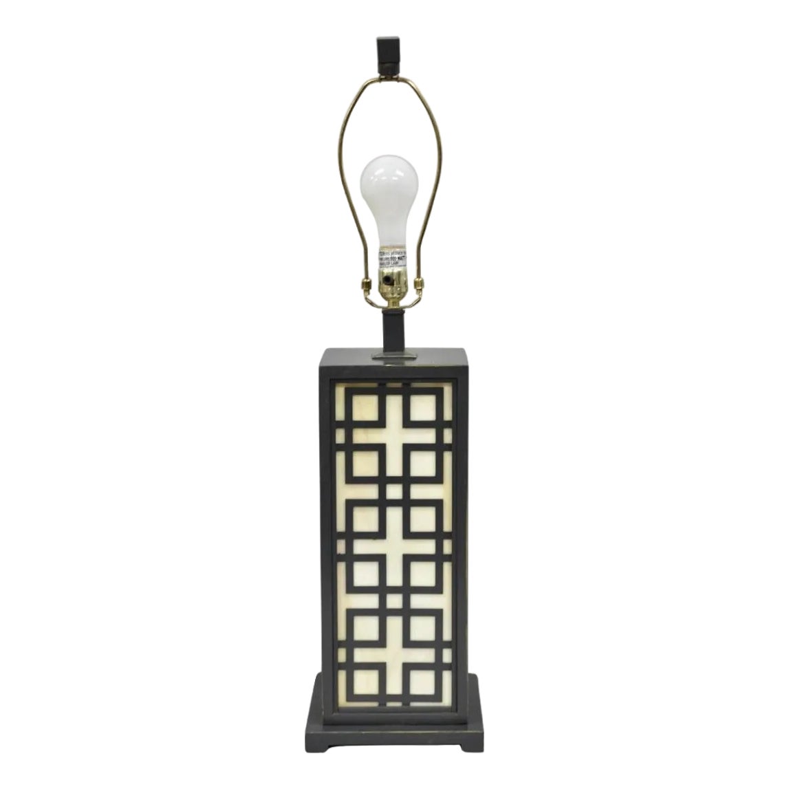 Late 20th Century Contemporary Chinoiserie Stained Glass Brushed Metal ...
