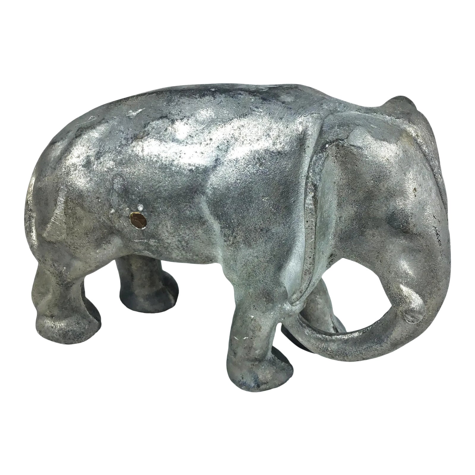 1960s Hand Poured Galvanized Metal Elephant Statue | Chairish