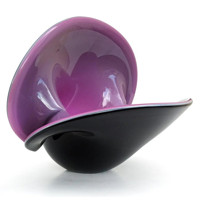 Murano Vintage Purple Black Italian Art Glass Double Position Clam ...