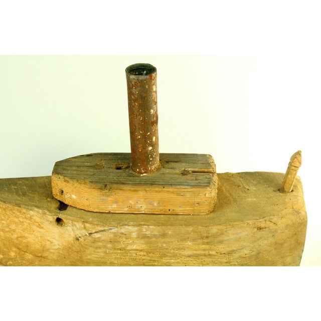 19th Century Large Primitive Folk Art Wooden Ship Model Steamship ...