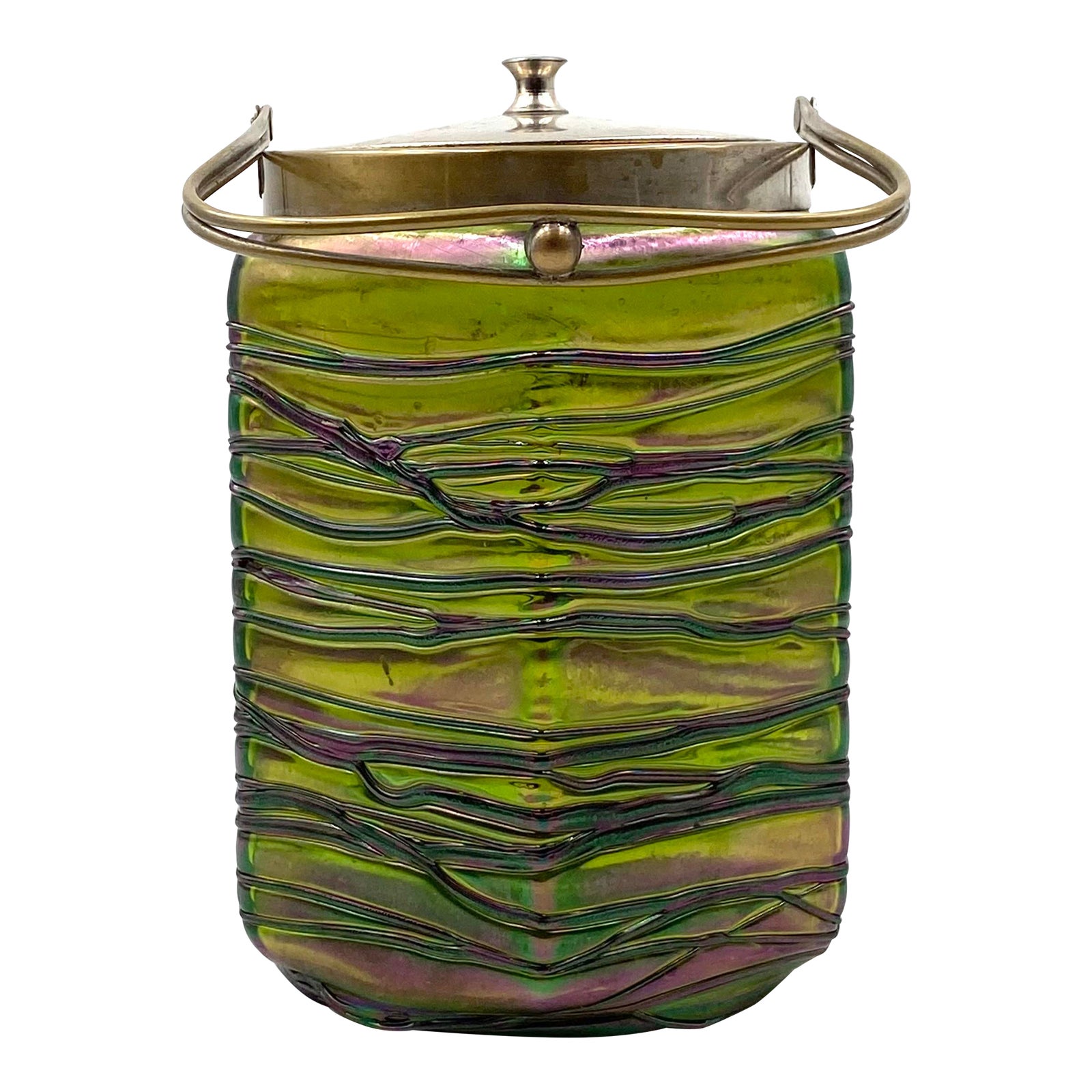 Jugendstil Iridescent Glass Cookies Jar, Pallme & König Austria 1910 Ca ...