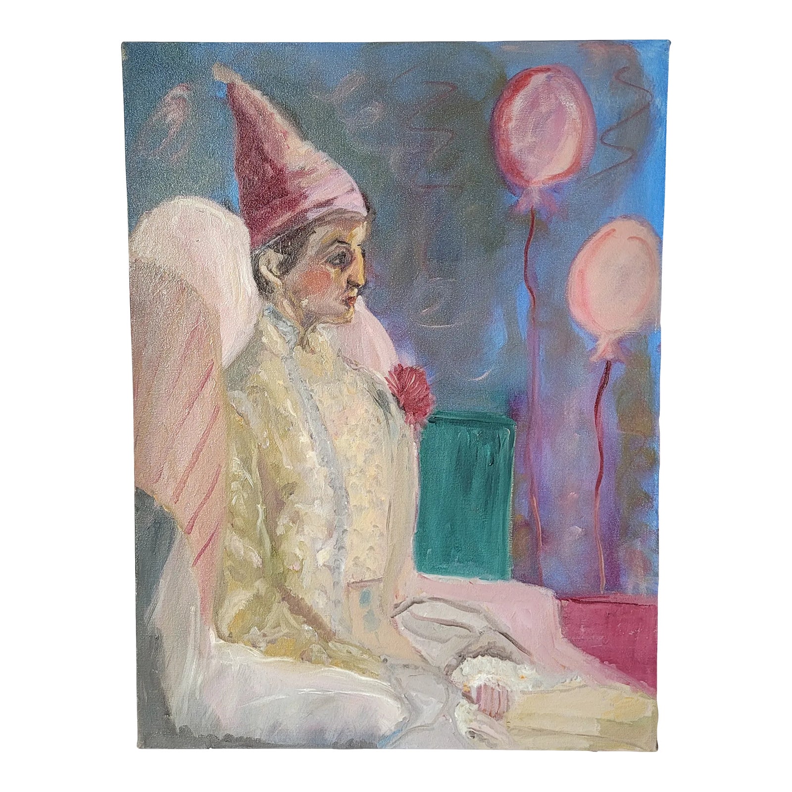 1990s Expressionist Portrait Oil Painting on Canvas by Rosemary Rabut ...