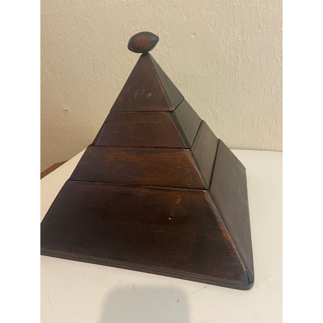 1950’s Wooden Pyramid Three Tiered Box With Velvet-Lined Drawers ...