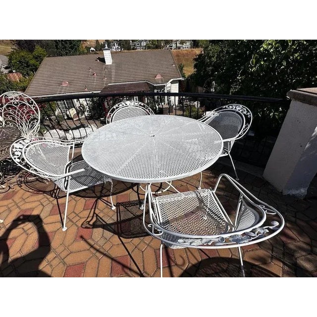 1960s Vintage Meadowcraft Table with 4 Barrel Back Armchairs Patio Set ...