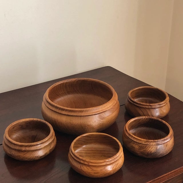 Circa 1980 Teak Wood Serving Bowls — a Set | Chairish