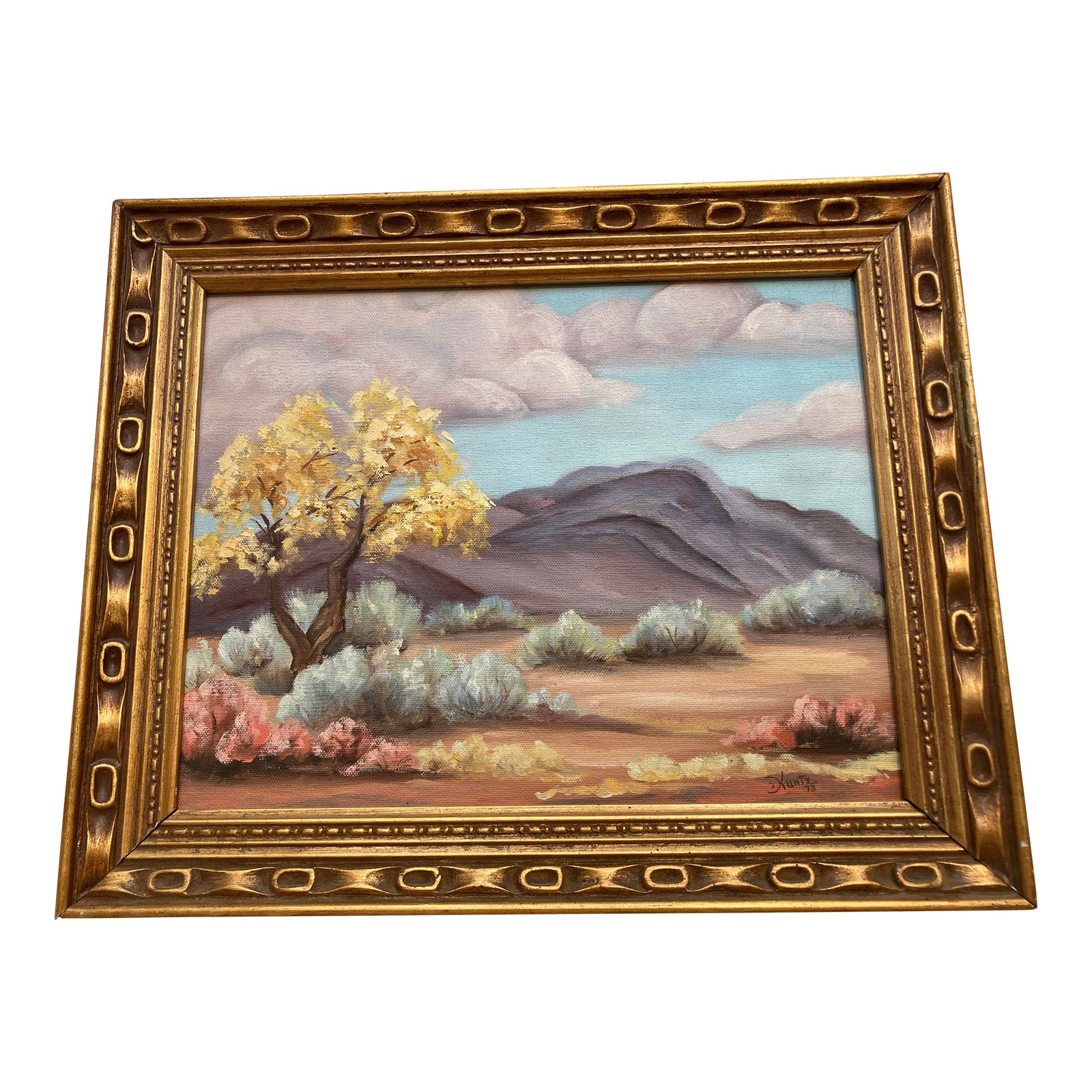 1973 Original Desert Landscape Oil Painting by Roger Kuntz, Framed ...