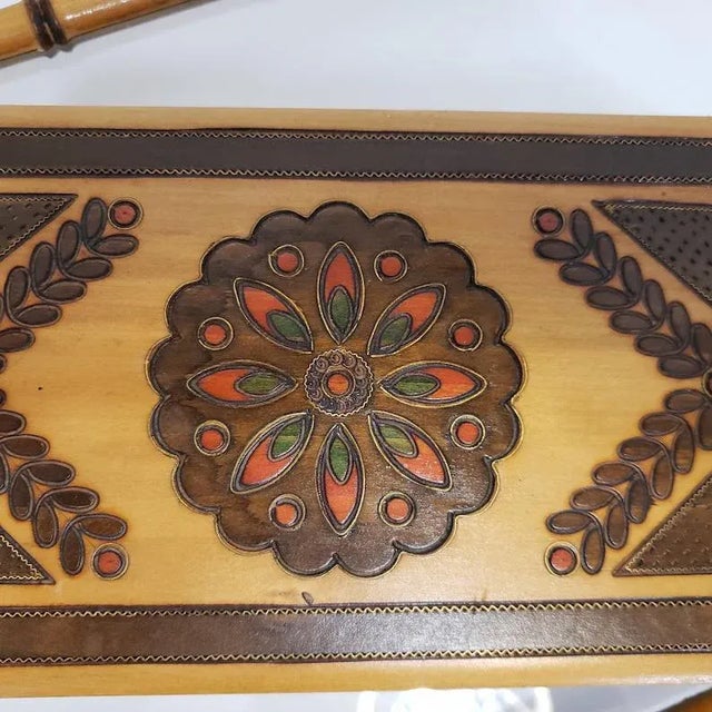 Vintage Painted Hand Carved Wood Cigar Box | Chairish