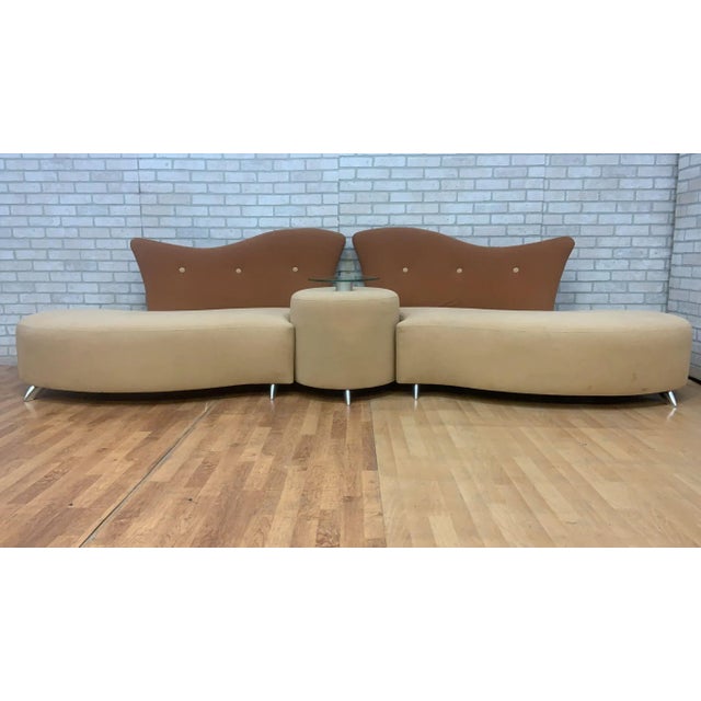1980s Postmodern Vladimir Kagan Inspired Serpentine Sofa Set With Glass ...