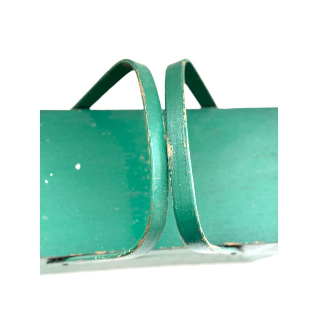 Vintage Large Green Box With Handles Wood Storage Box Basket Cooler or ...