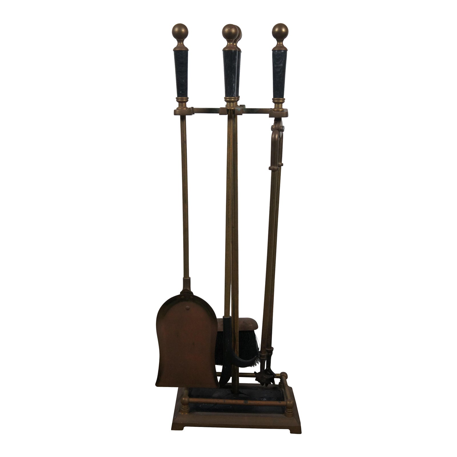 Vintage Decorative Crafts 5 Piece Brass Marble Hearth Fireplace Tools ...