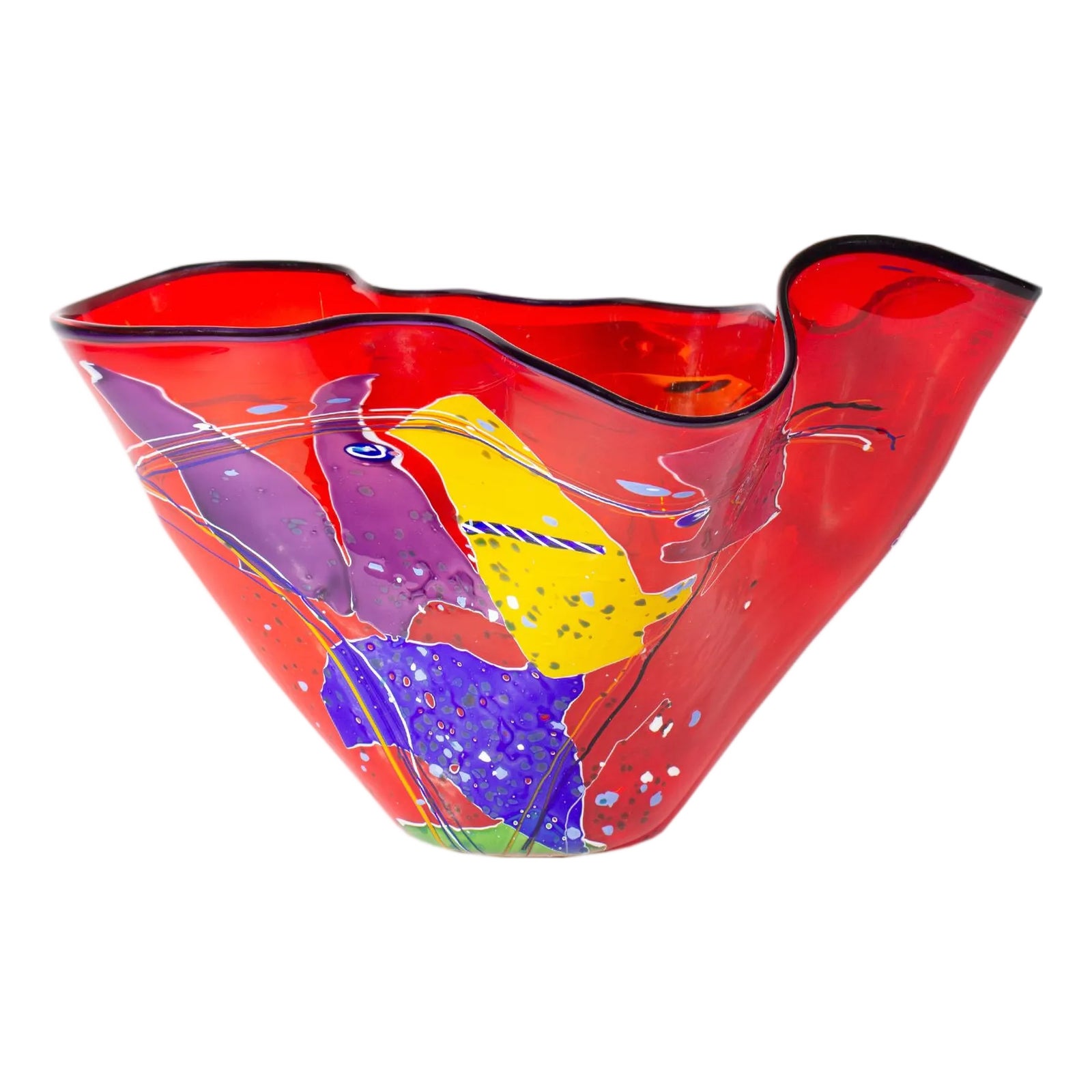 Stephen Rich Nelson Art Glass Centerpiece Vase | Chairish