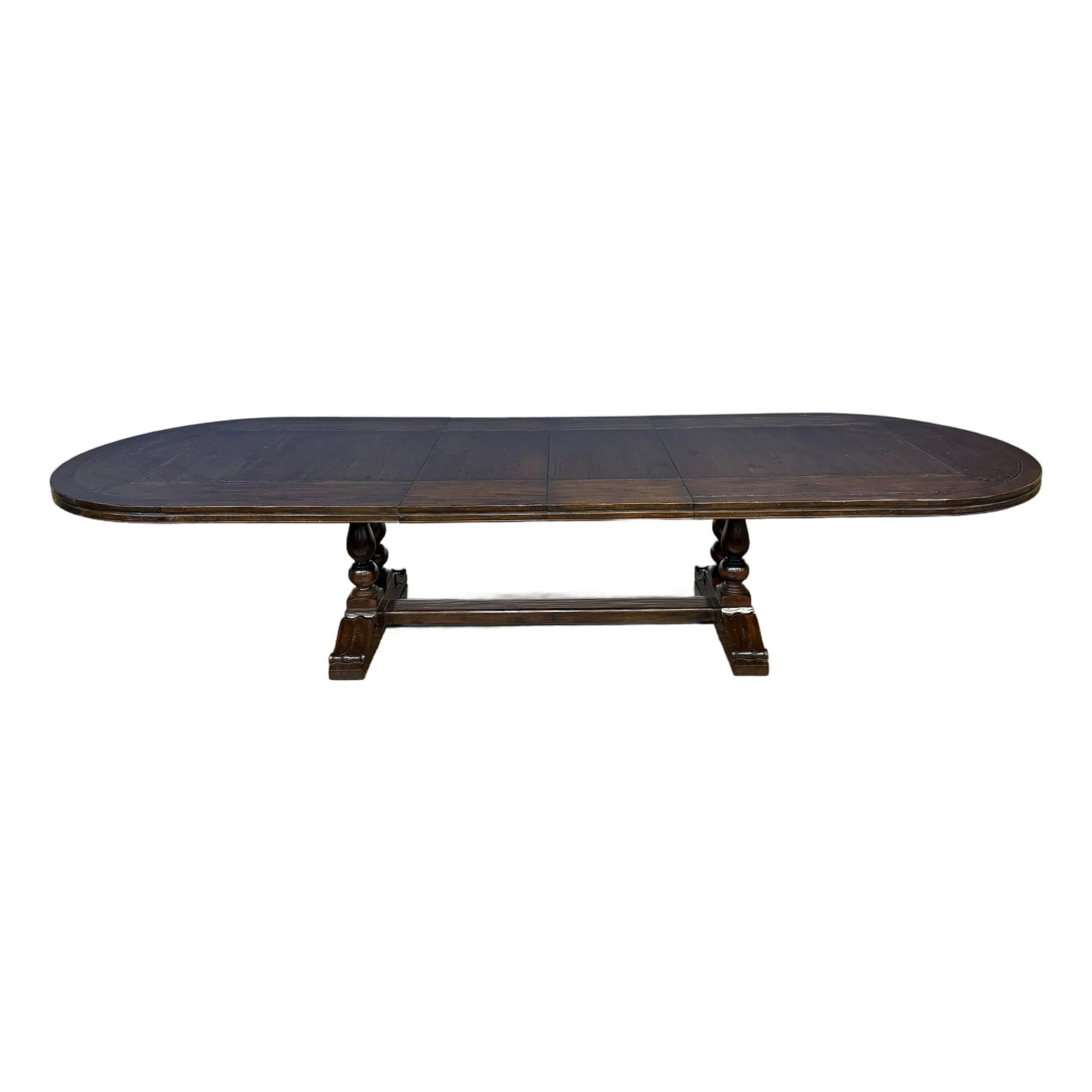 Large English Country Hand-Hewn Oak Tressel Table by Century | Chairish