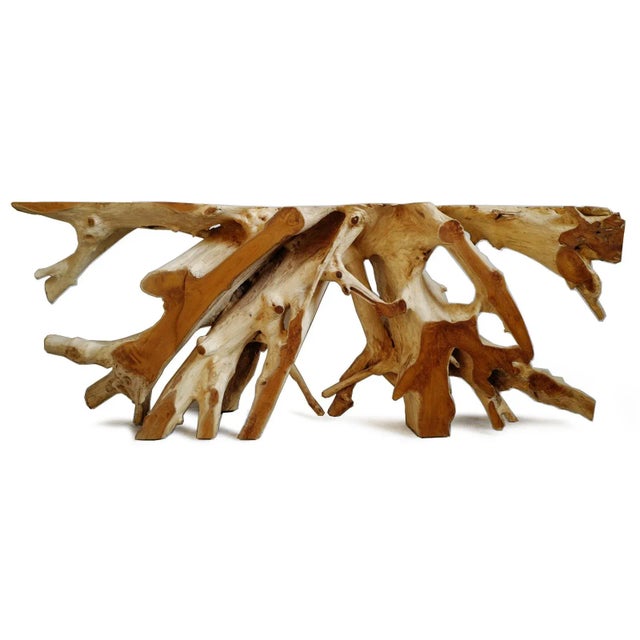 Modern Organic Teak Root Console Table | Chairish