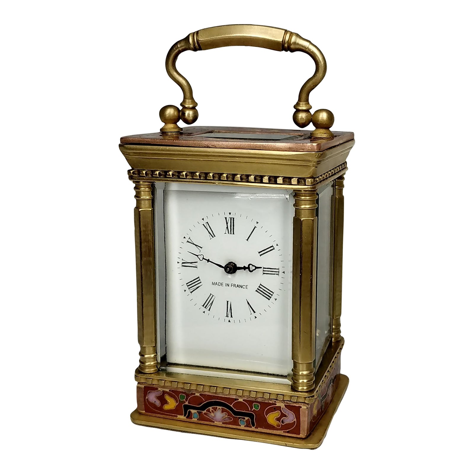 19th Century Small French Travel Brass and Cloisonné Enamel Carriage ...