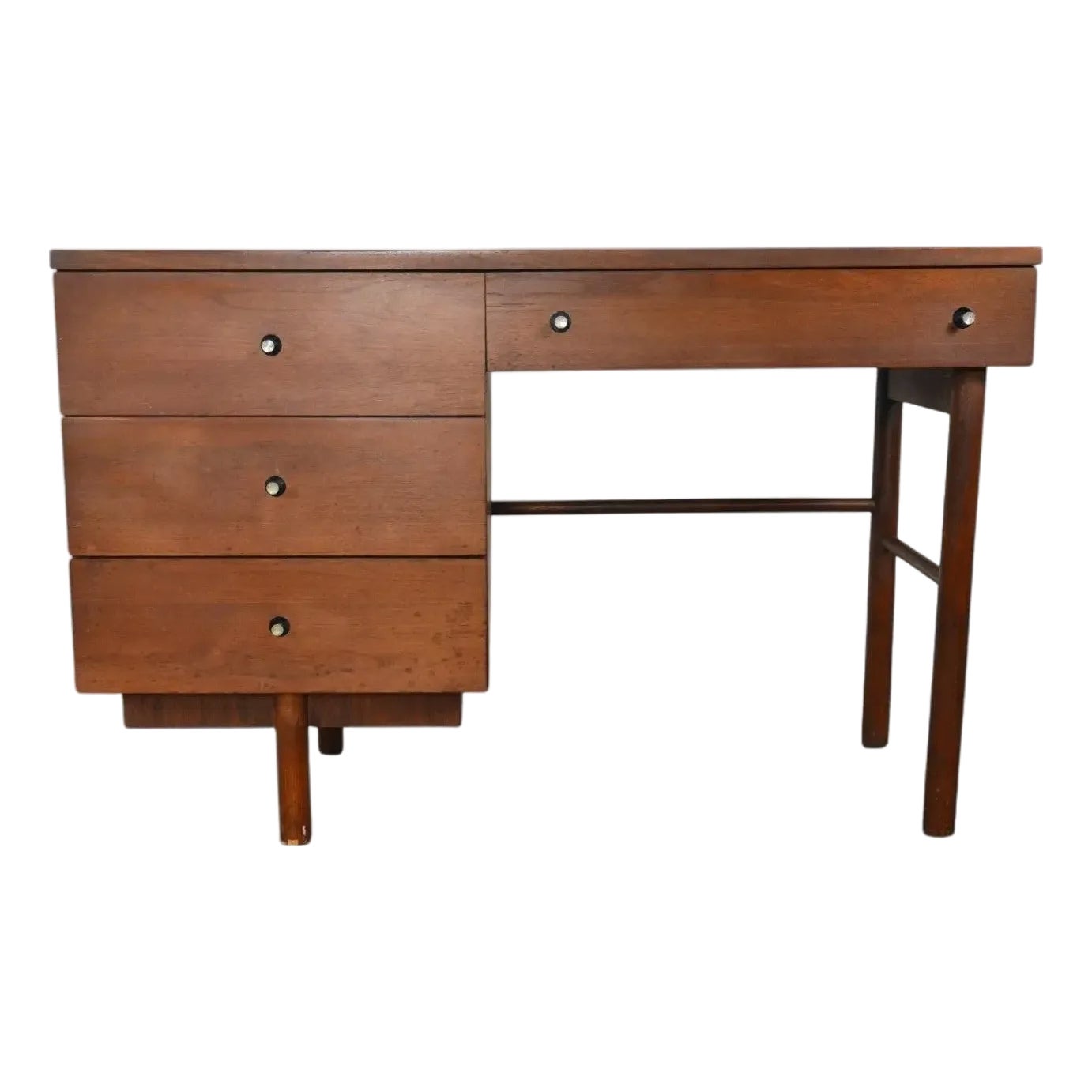 60s Mid-Century Walnut Writing Desk by Stanley | Chairish