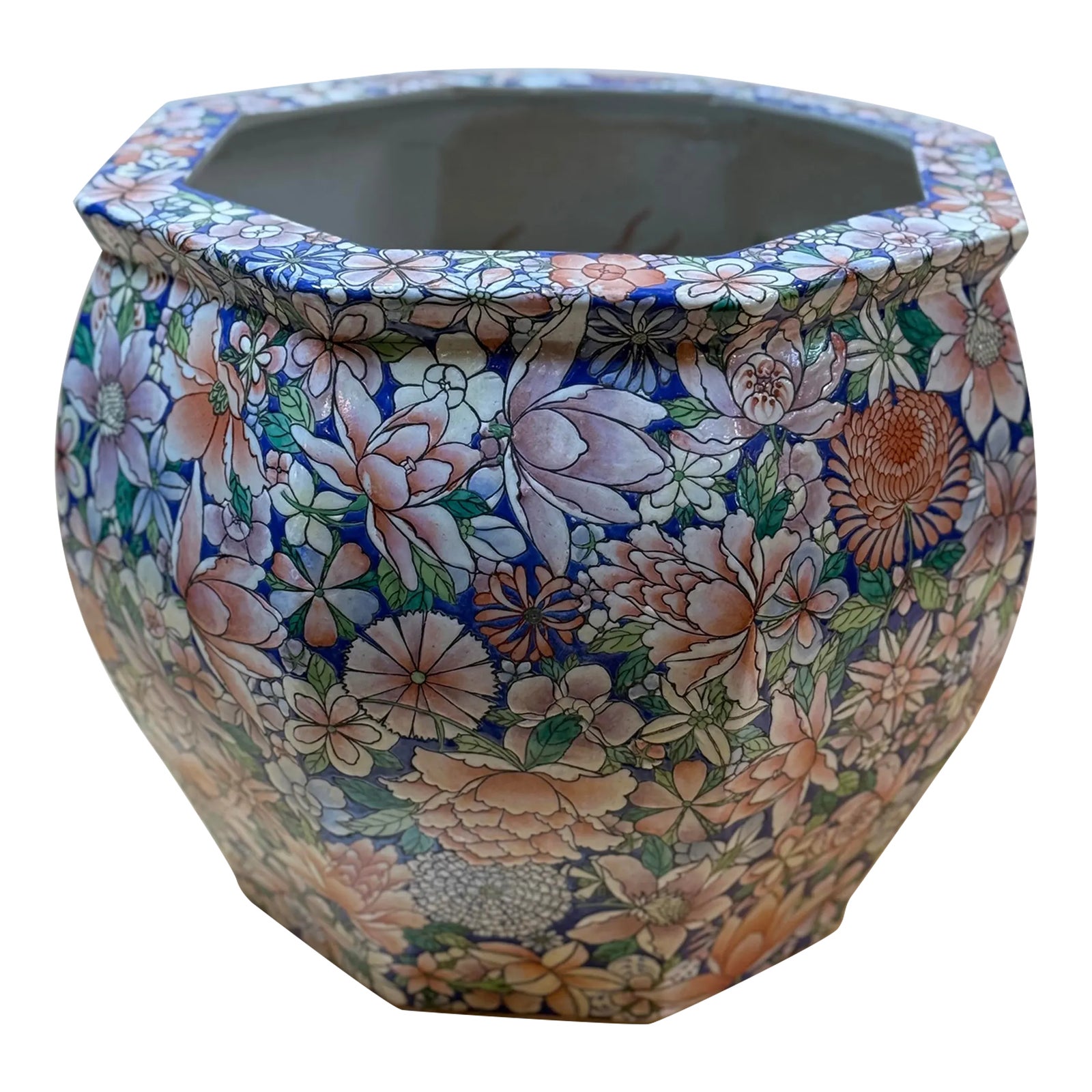 Vintage Chinese Koi Pot or Planter | Chairish