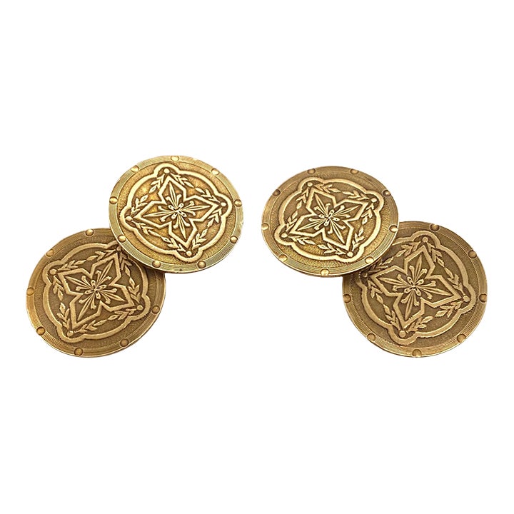 Early 20th Century Edwardian 14k Gold Two Sided Cufflinks Wordley ...