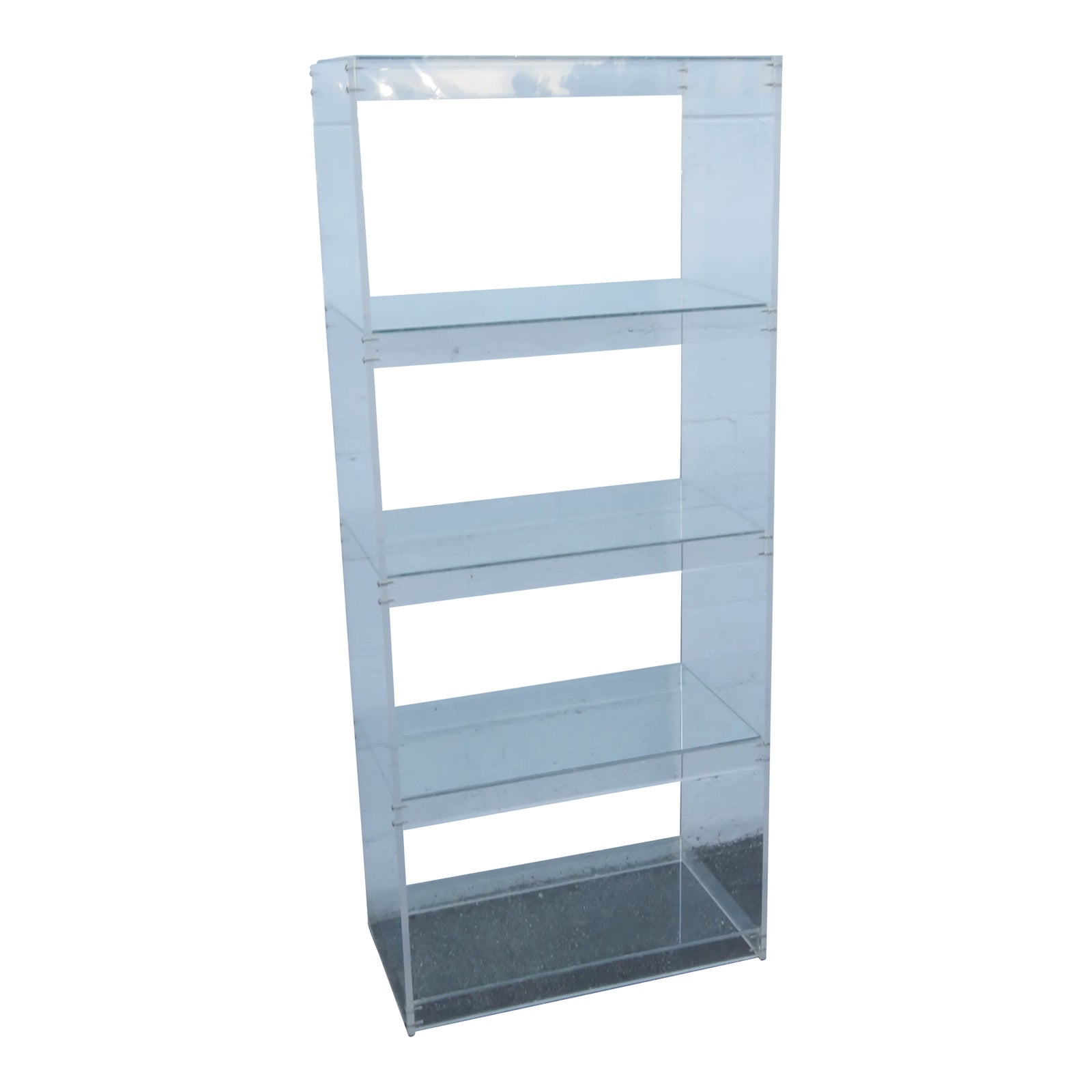 Mid Century Lucite and Glass Etagere Open Shelf Display Cabinet | Chairish