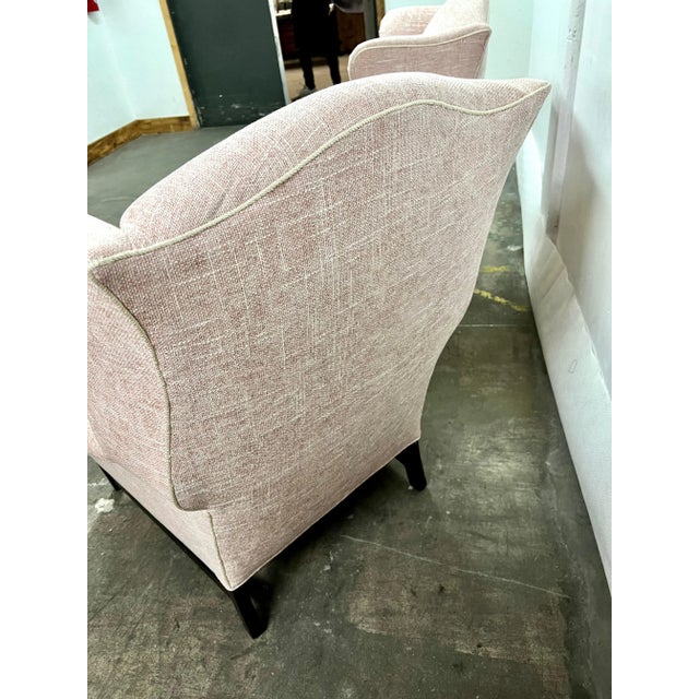 Late 20th Century Georgian Style Wingback Chairs Upholstered in Linen ...